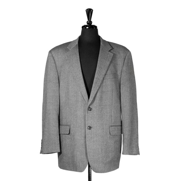 Chaps | Suits & Blazers | Chaps Ralph Lauren Mens Blazer Gray Herringbone Wool Suit Jacket Sport ...